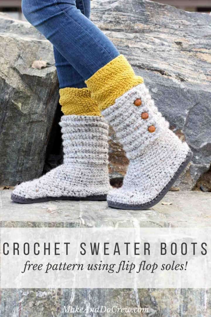 How to Crochet Boots with Flip Flops - Free Pattern + Video Tutorial