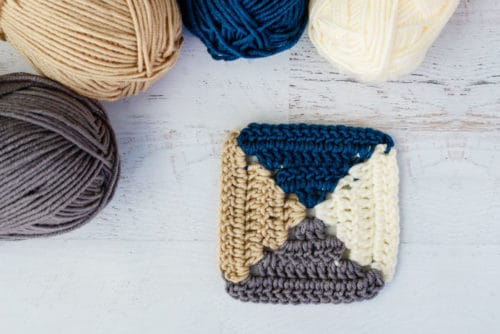 Four Color Modern Crochet Square Blanket Pattern + Tutorial