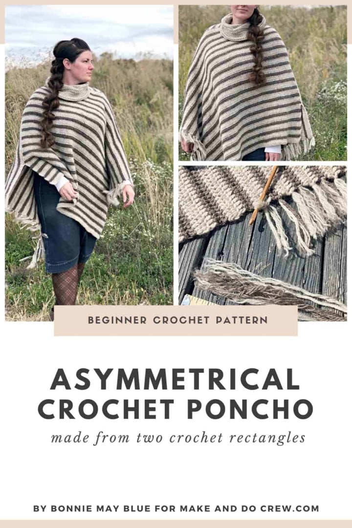 Easy Crochet Rectangle Poncho - stylish asymetrical shape