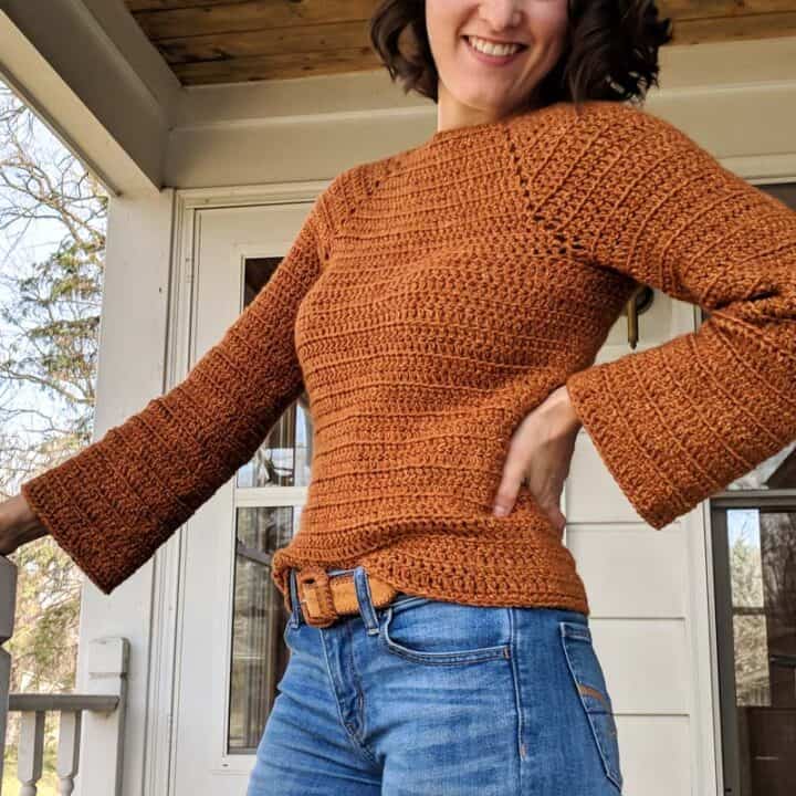 Top Down Crochet Sweater Free Pattern - Seamless Raglan!