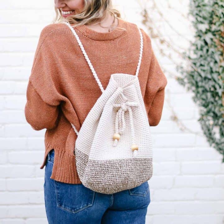 Minimalist Crochet Drawstring Backpack Pattern