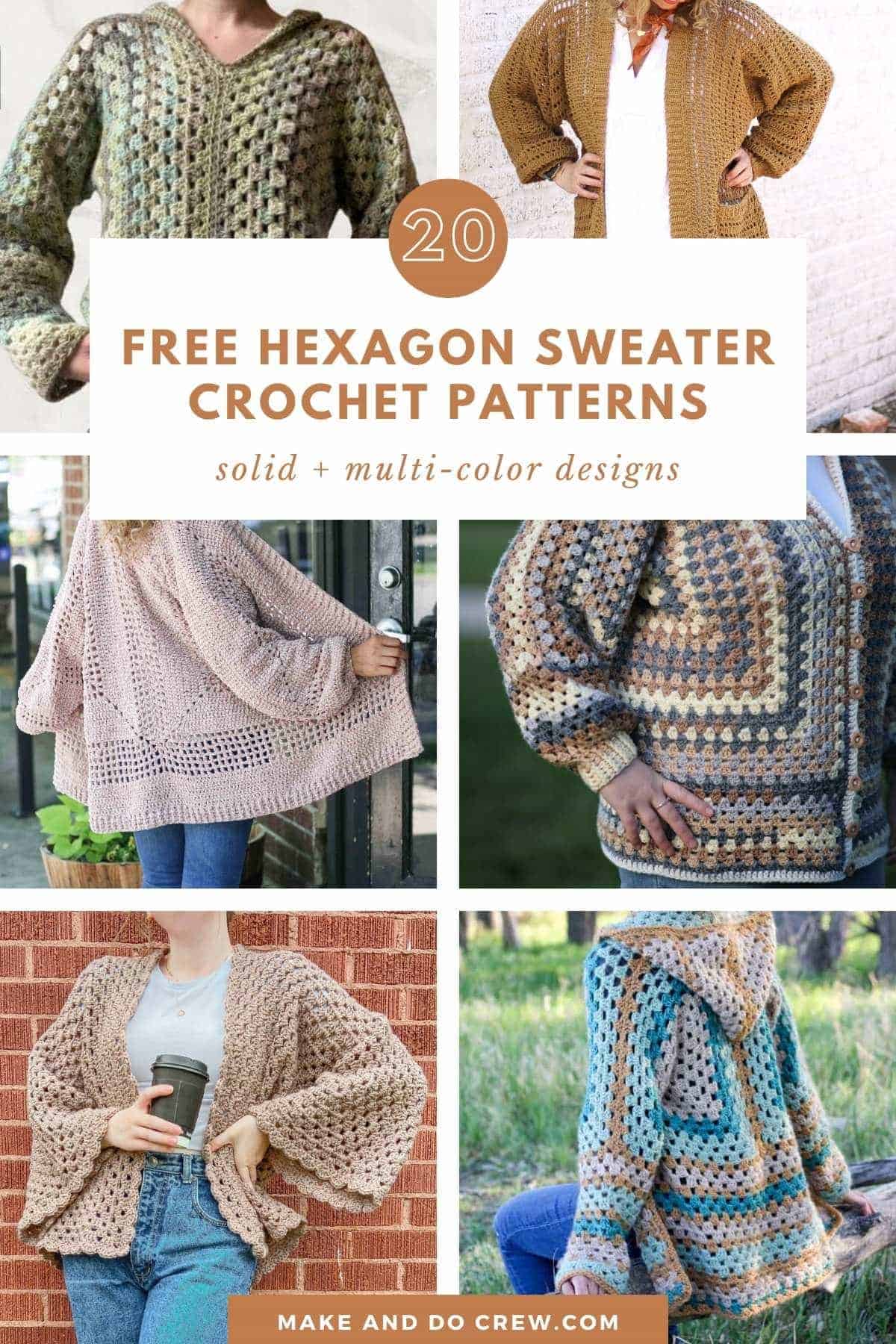 20 Crochet Hexagon Cardigans Sweaters For Beginners