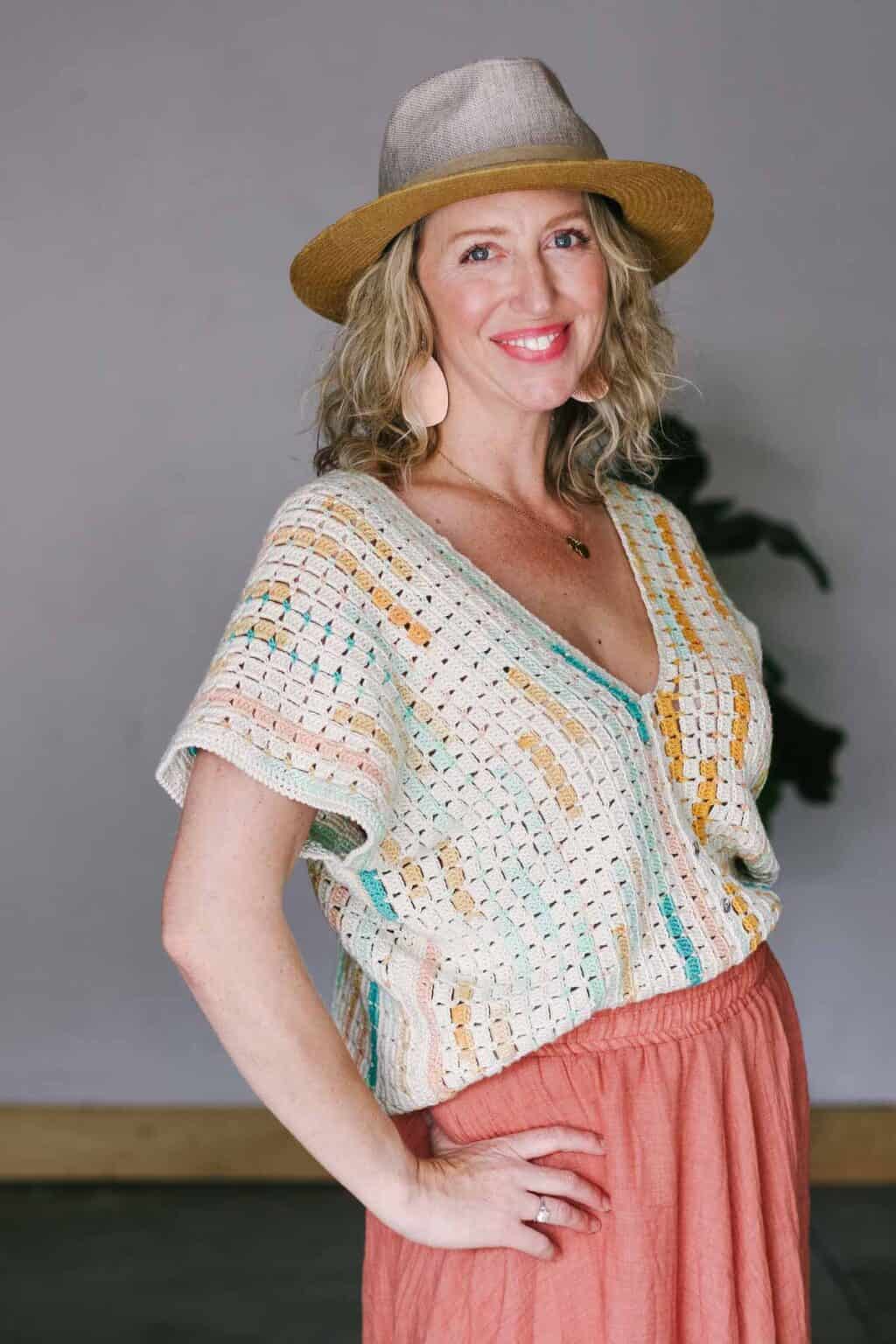 Crochet Tee Made From Two Rectangles - Free Pattern + Video