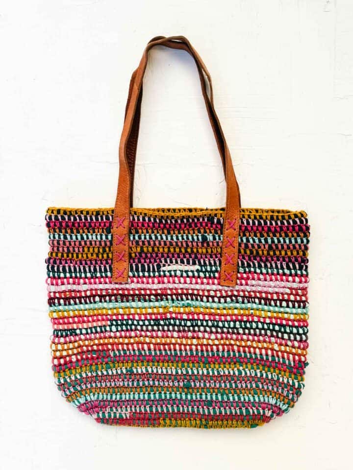 Zero Waste Crochet Bag Using Scrap Yarn + Old Clothes